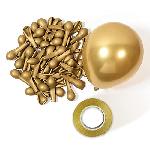 Gold Metallic Chrome Latex Balloons - 62Pack 5 inch Round Helium Balloons for Birthday Wedding Graduation Baby Shower Party Decorations
