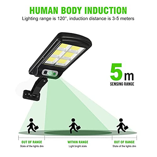 AKSPET Lights 1pack LED COB Solar Light IP65 Waterproof PIR Motion Sensor Remote Control Garden Outdoor Lighting Solar Street Lamp with Lamp Pole Household Bulbs (Color : Style 2)