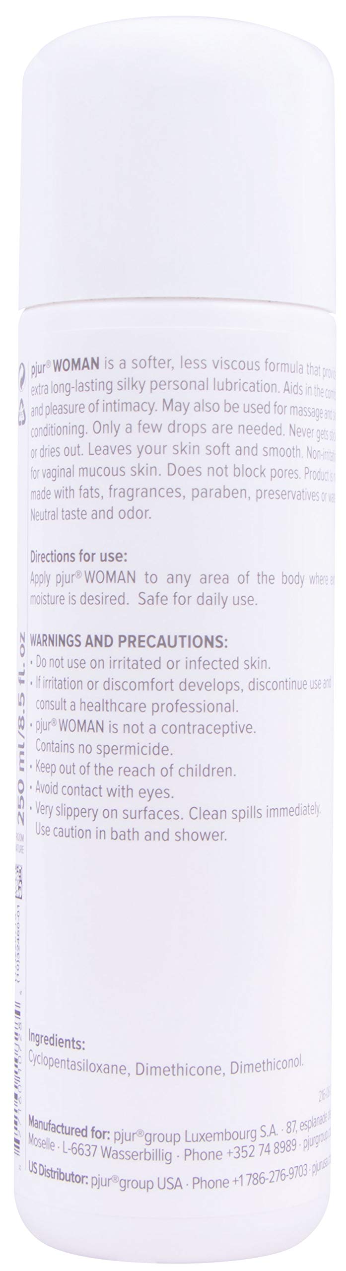 pjur Woman Silicone Based Personal Lubricant Specially Formulated for Women Female Skin Formula | 8.5 fl oz/250 ml