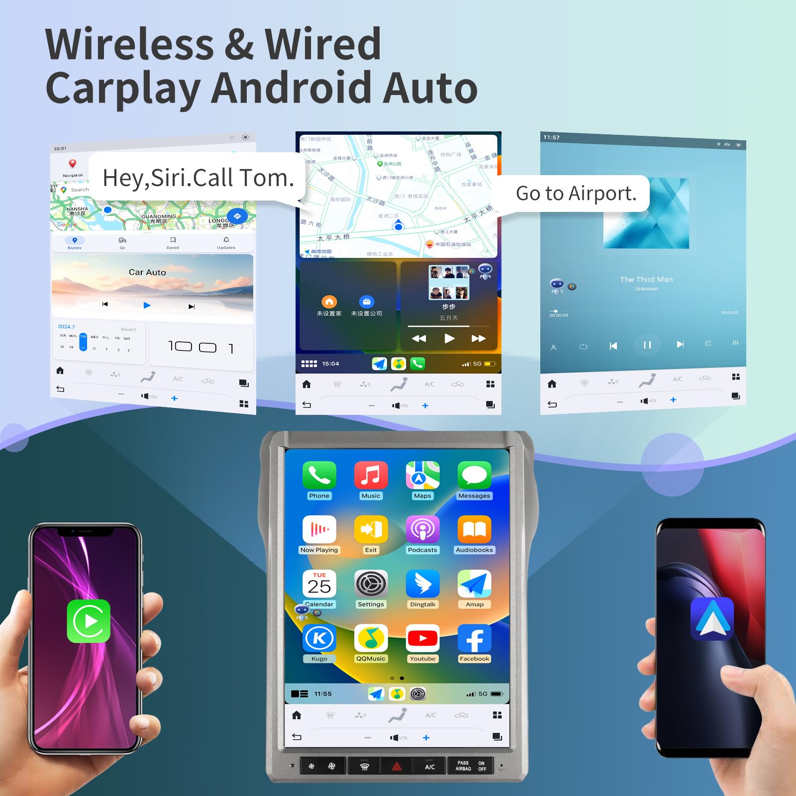 Qualcomm Car Radio for Ford F250 F350 F450 2013 2014 2015 2016 SYNC2 Stereo Android 13 Replacement Carplay Android Auto Upgrade 12.1 Inch 2K IPS Touch Screen Tesla Style Navigation Multimedia Play