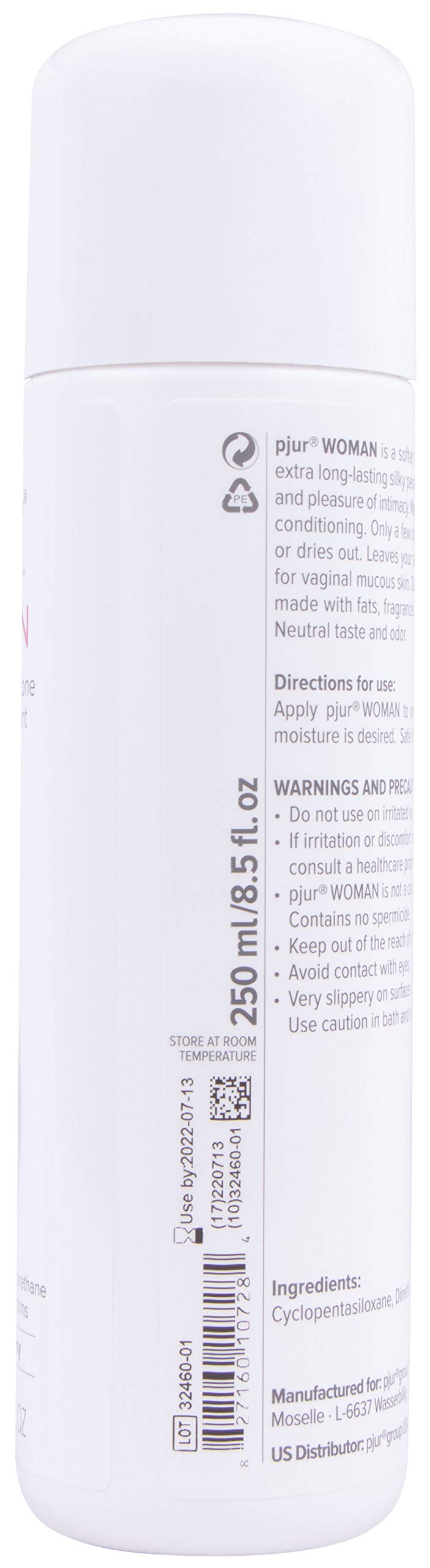 pjur Woman Silicone Based Personal Lubricant Specially Formulated for Women Female Skin Formula | 8.5 fl oz/250 ml