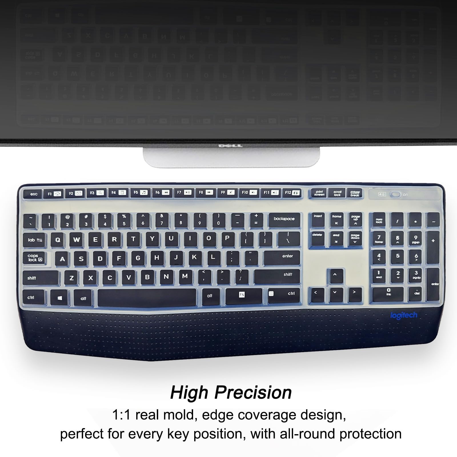 Premium Ultra Thin Silicone Full-Sized Keyboard Protector,Compatible with Logitech MK345 Wireless Keyboard, Waterproof Dustproof Keyboard Skin (Black)
