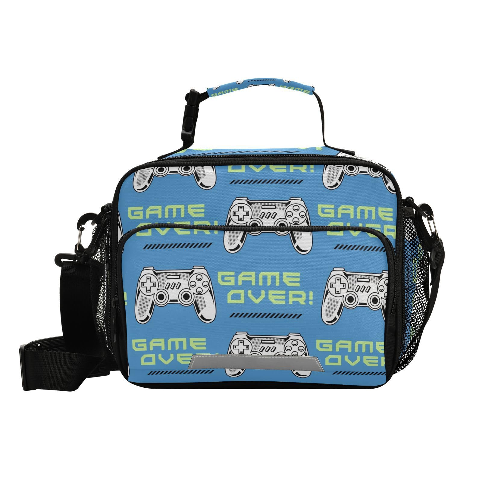 VIGTRO Joysticks Gamepad Slogan Lunch Bag,Insulated Leakproof Lunch Box with Adjustable Shoulder Strap,Video Game Controller Reusable Cooler Tote Bag for Work,Office,Picnic,Travel