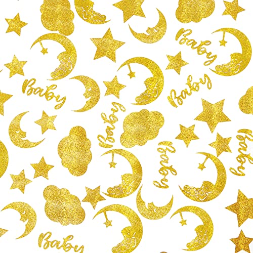 360 Pcs Twinkle Star Confetti Gold Glitter Moon Star Clouds Confetti Star Confetti Baby Shower Decorations for Baby Boy Girl Star and Moon Theme Party Decorations