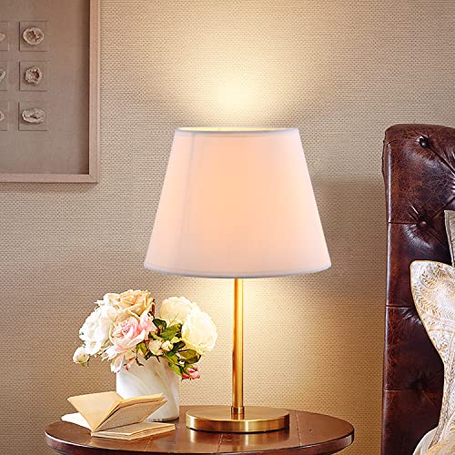 Drum Lamp Shades Set of 2, 8.5" Diameter x 6" Diameter x 6.4" High White Lampshade, Small Modern Classic Fabric Lamp Shades for Table Lamp, Wall Lamp