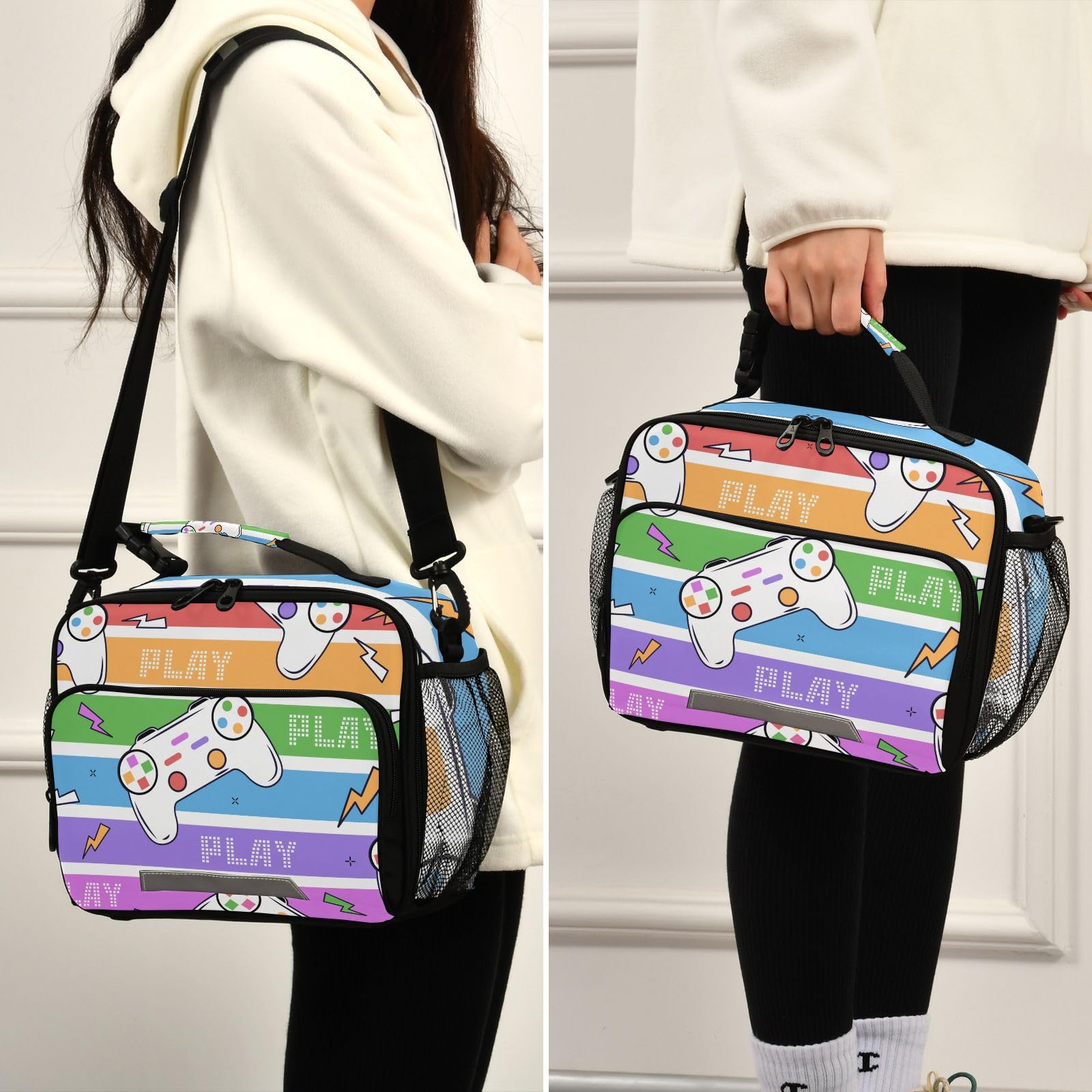 VIGTRO Game Controller Console Lunch Bag, Insulated Leakproof Lunch Box with Adjustable Shoulder Strap, Joystick Gamepad Reusable Cooler Tote Bag for Work,Office,Picnic,Travel