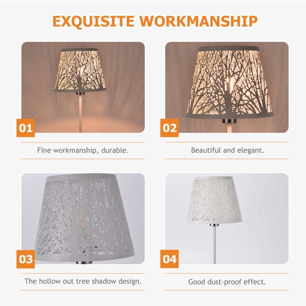 SHERCHPRY Lamp Shades E27 Hollow Tree Shadow Light Cover, Modern Lamp Shade, Replacement Metal Lampshade for Table Lamps and Floor Light, White Lamp Shade