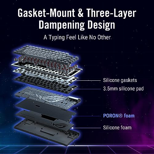 ASUS ROG Azoth 75% Wireless DIY Custom Gaming Keyboard, OLED Display, Three-Layer Dampening, Hot-Swappable ROG NX Red Switches & Keyboard Stabilizers, PBT Keycaps, RGB-Black (Renewed)