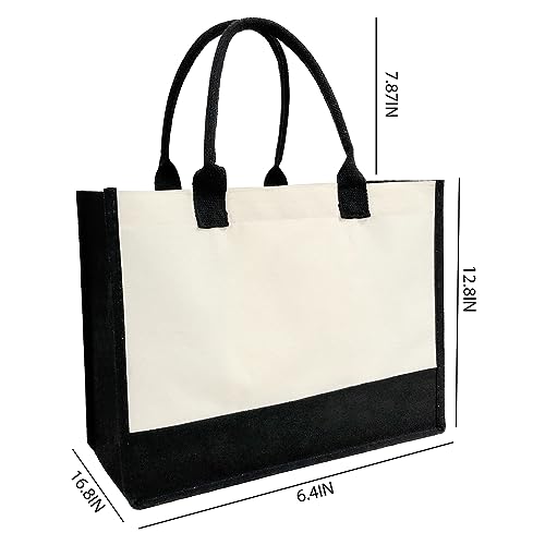 DEEZOMO Personalized Initial Canvas Tote Bag for Women, Beach Bag with Inner Zipper Pocket for Wedding, Birthday, Holiday - Blank