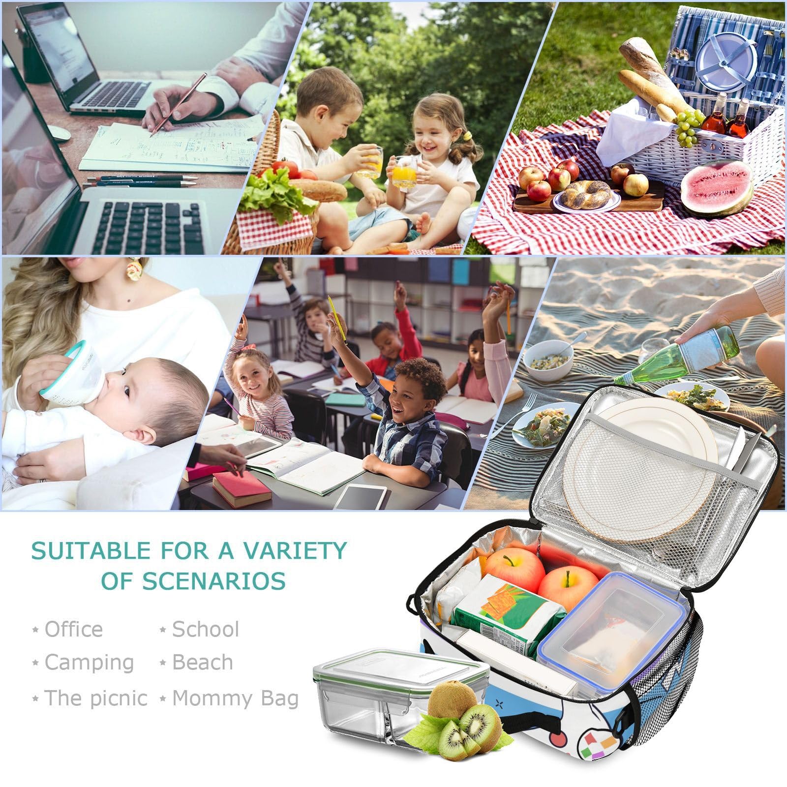 VIGTRO Game Controller Console Lunch Bag, Insulated Leakproof Lunch Box with Adjustable Shoulder Strap, Joystick Gamepad Reusable Cooler Tote Bag for Work,Office,Picnic,Travel