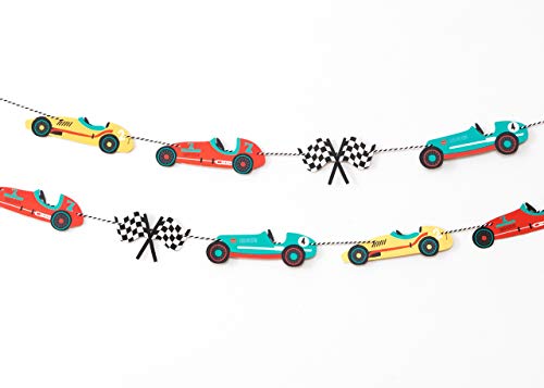Vintage Race Car - Garland | Race Car Bunting | Kids Party Decor | Nursery, Boys Room Decor | Transportation Car Party Supply