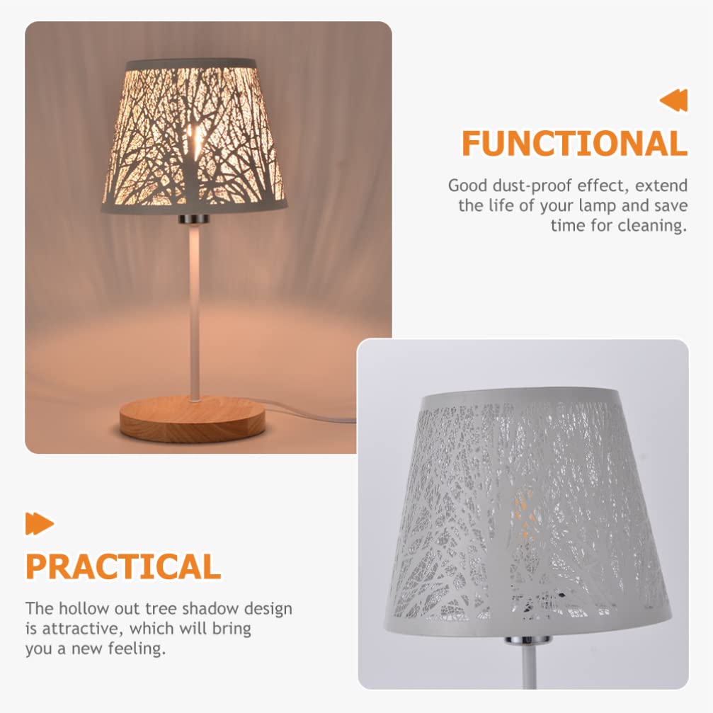 SHERCHPRY Lamp Shades E27 Hollow Tree Shadow Light Cover, Modern Lamp Shade, Replacement Metal Lampshade for Table Lamps and Floor Light, White Lamp Shade