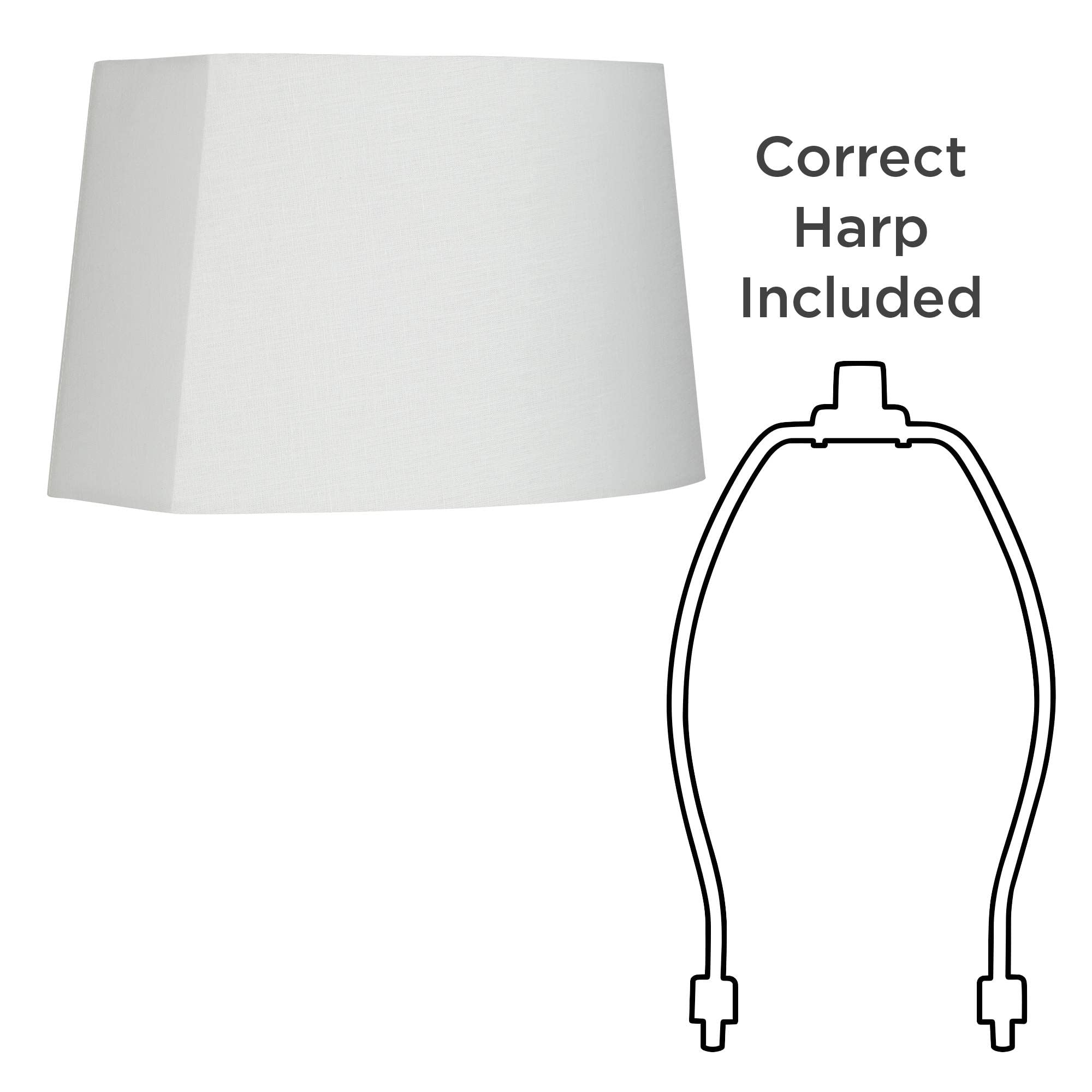 Set of 2 Hardback Oval Lamp Shades White Medium 12.5" Wide x 10" Deep at Top and 15" Wide x11" Deep at Bottom and 10" High Spider with Replacement Harp and Finial Fitting - Springcrest