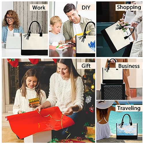 DEEZOMO Personalized Initial Canvas Tote Bag for Women, Beach Bag with Inner Zipper Pocket for Wedding, Birthday, Holiday - Blank