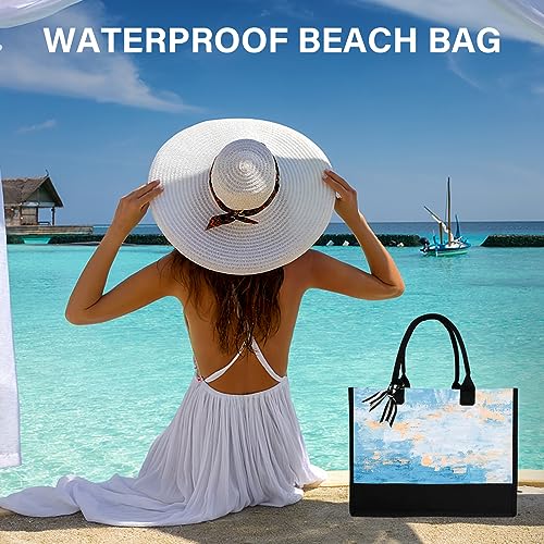 DEEZOMO Personalized Initial Canvas Tote Bag for Women, Beach Bag with Inner Zipper Pocket for Wedding, Birthday, Holiday - Blank
