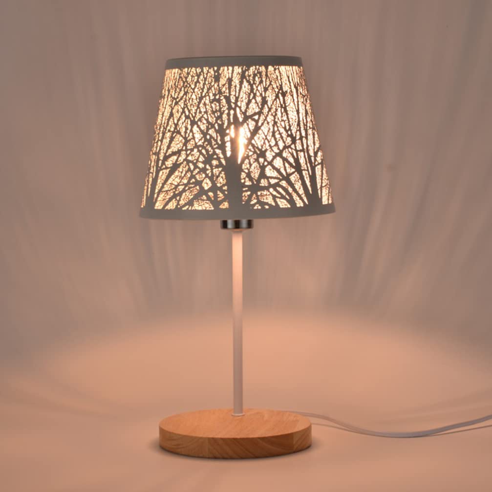 SHERCHPRY Lamp Shades E27 Hollow Tree Shadow Light Cover, Modern Lamp Shade, Replacement Metal Lampshade for Table Lamps and Floor Light, White Lamp Shade