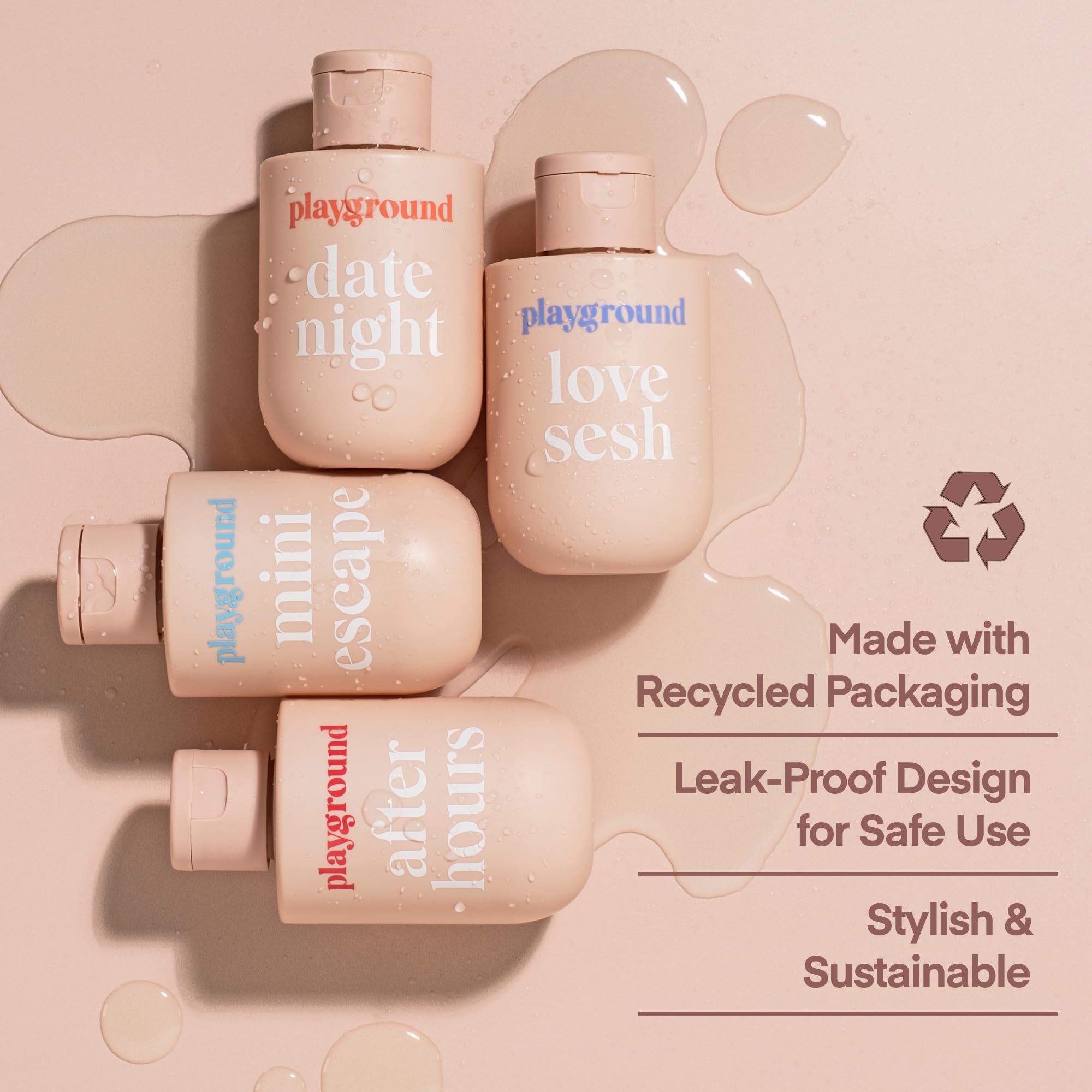 Playground Date Night, Water-Based Personal Lubricant with Naural Ingredients, Safe to Use with Latex Condoms, Lube for Men, Women, and Couples, Champagne & Vanilla Scent, 3.7 Fl. Oz.