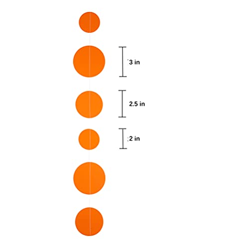WEVEN Orange Paper Garland Circle Dot Party Banner Streamer Backdrop Hanging Decorations, 20 Feet in Total