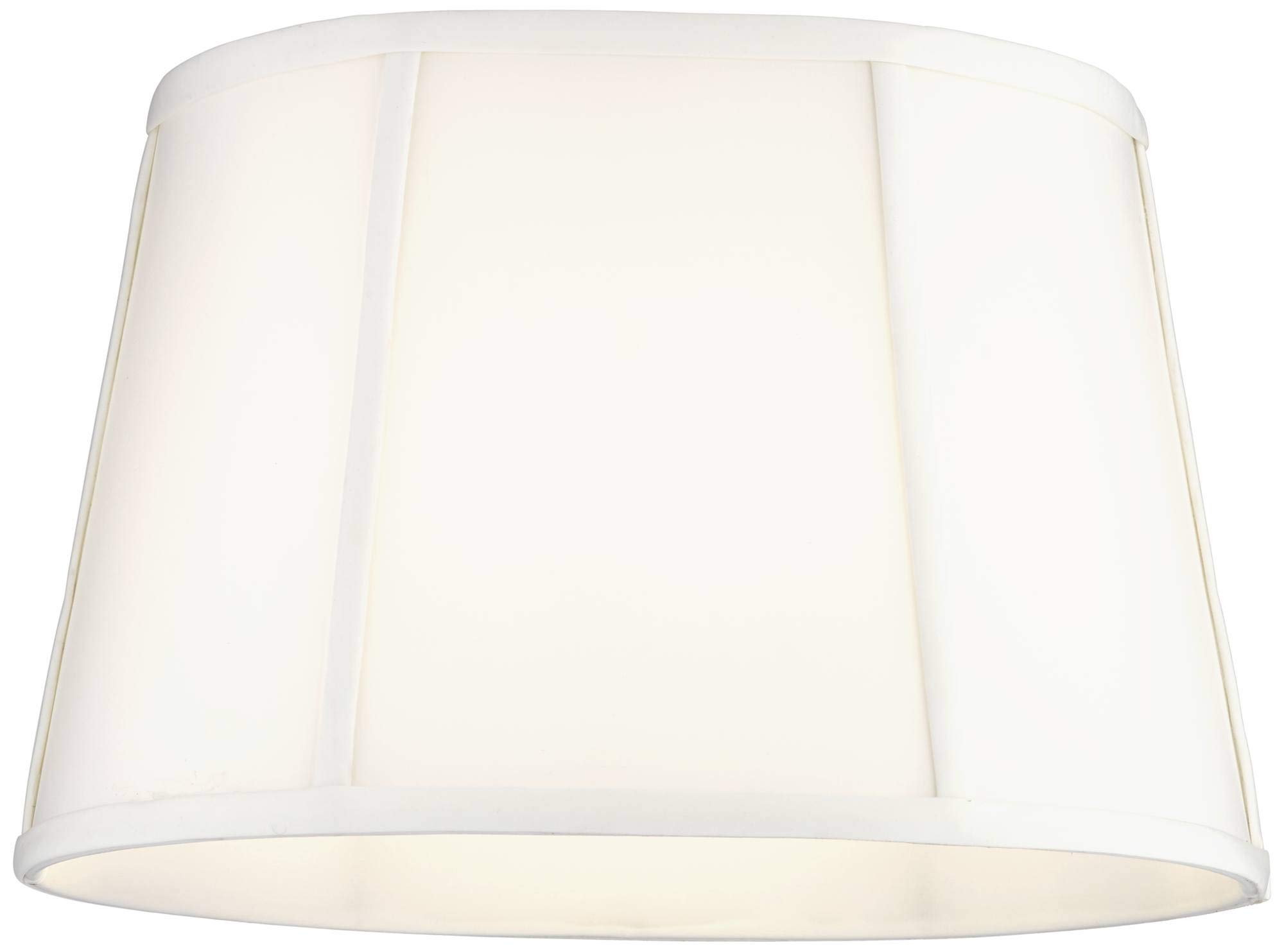 White Racetrack Small Oval Lamp Shade 12" Wide and 9" Deep at Top x 15" Wide and 12" Deep at Bottom x 10" Slant x 10" High (Spider) Replacement with Harp and Finial - Springcrest