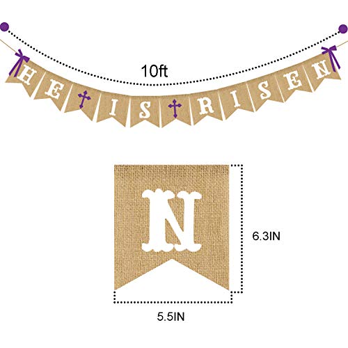 HE is Risen Banner Burlap - Easter Banner - Easter Decorations - Religious Holiday Resurrection Bunting - Church Mantel Outdoor Hanging Decor