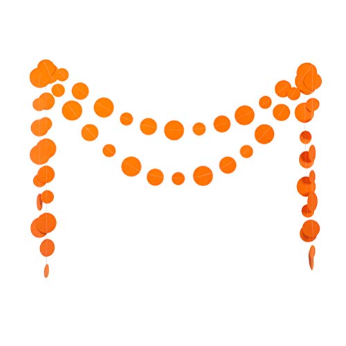 WEVEN Orange Paper Garland Circle Dot Party Banner Streamer Backdrop Hanging Decorations, 20 Feet in Total