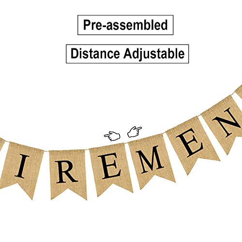 CROWNOS Happy Retirement Banner Burlap Women Men Retirement Banner for Retirement Party Decorations