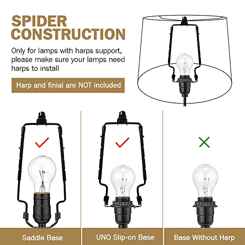 Lamp Shades Set of 2, Drum Lampshades for Table Lamps, Fabric Lamp Shade 9.8" Top x 11.8" Bottom x 7.8" High, Natural Linen Lampshade, Spider Fitter, Easy Assembly Required
