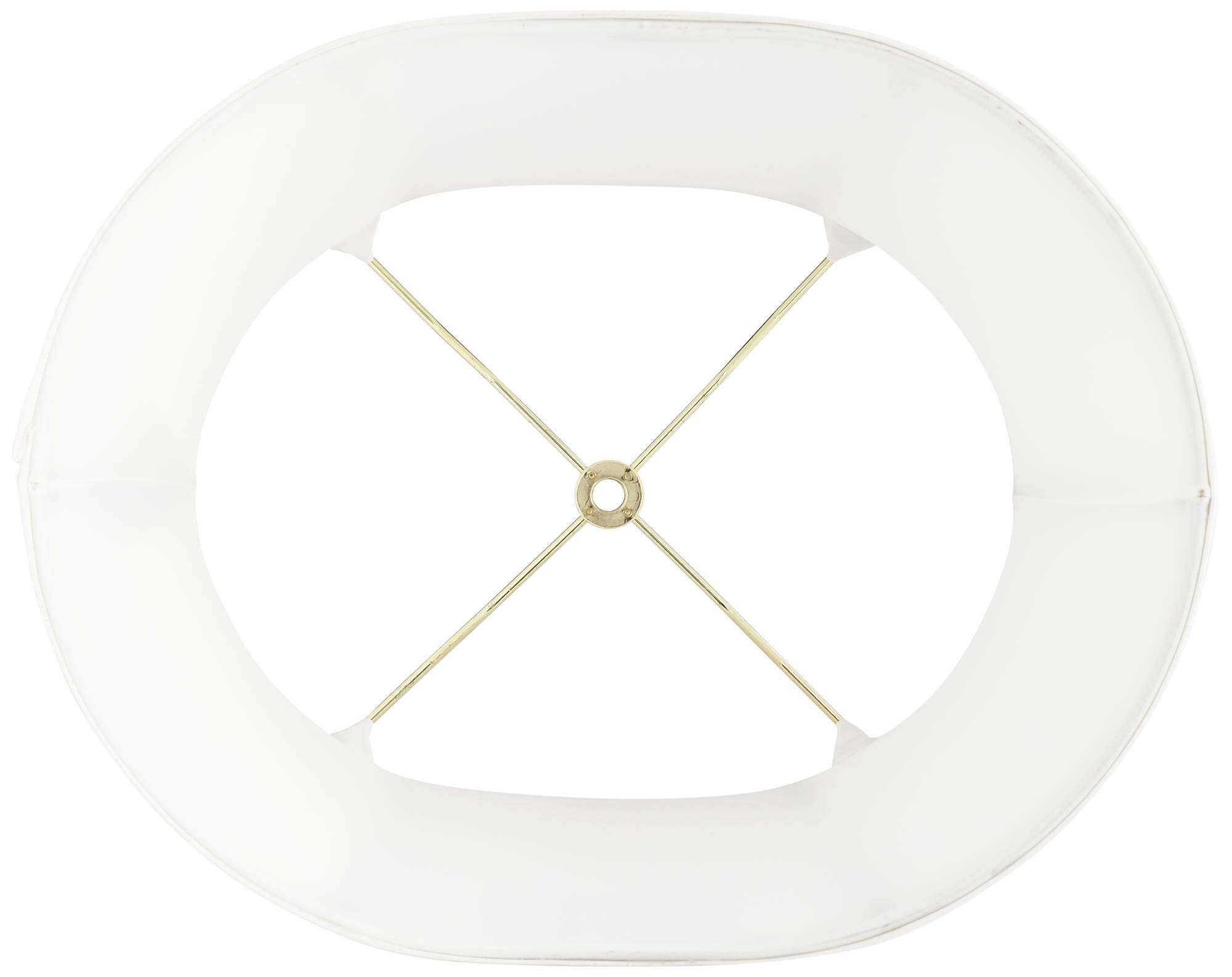 White Racetrack Small Oval Lamp Shade 12" Wide and 9" Deep at Top x 15" Wide and 12" Deep at Bottom x 10" Slant x 10" High (Spider) Replacement with Harp and Finial - Springcrest