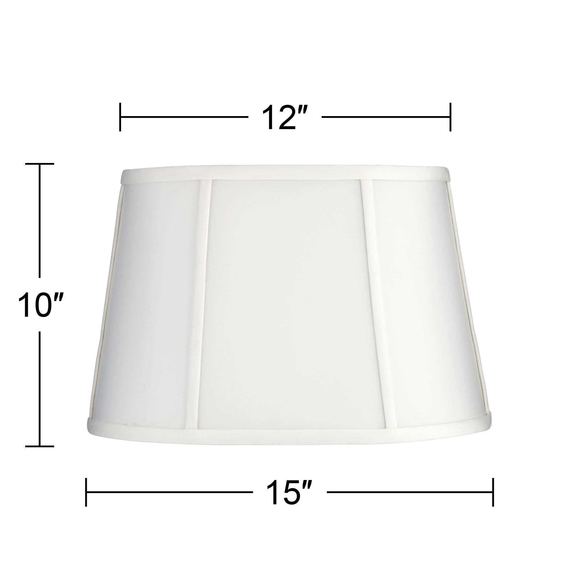 White Racetrack Small Oval Lamp Shade 12" Wide and 9" Deep at Top x 15" Wide and 12" Deep at Bottom x 10" Slant x 10" High (Spider) Replacement with Harp and Finial - Springcrest