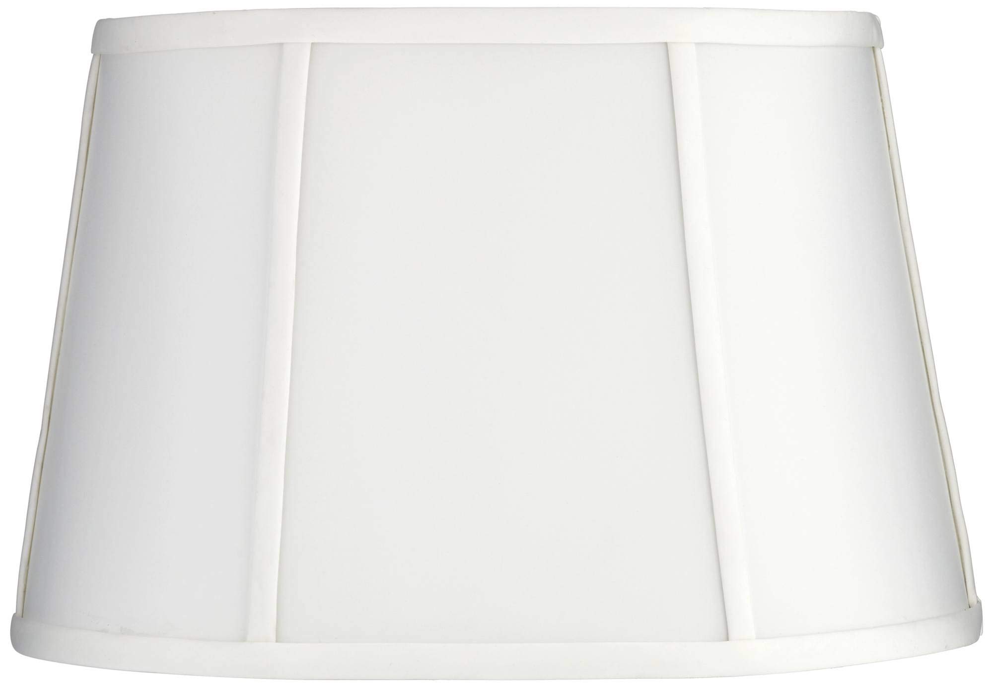 White Racetrack Small Oval Lamp Shade 12" Wide and 9" Deep at Top x 15" Wide and 12" Deep at Bottom x 10" Slant x 10" High (Spider) Replacement with Harp and Finial - Springcrest