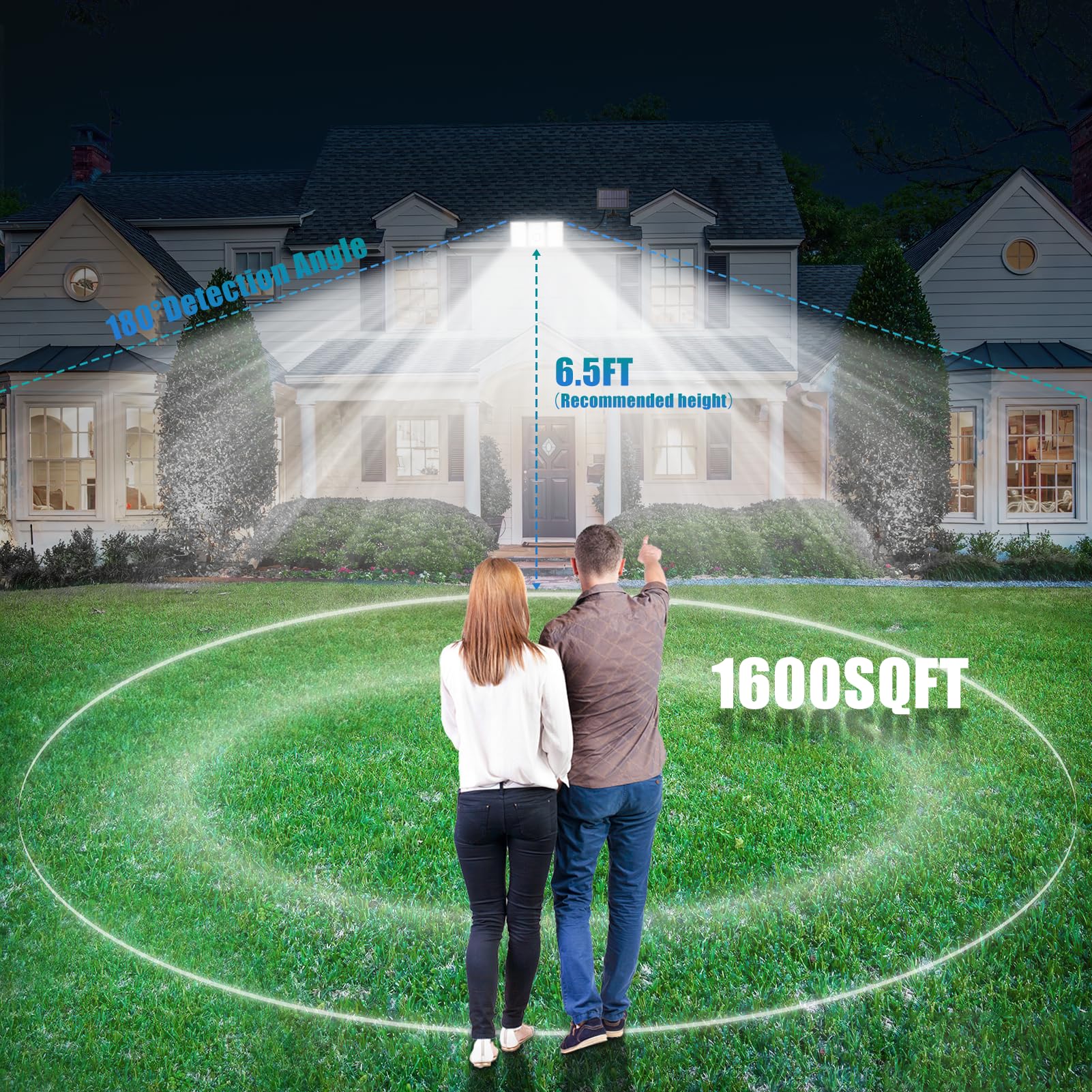 TYCOLIT 2 Packs Solar Outdoor Lights Motion Sensor,108 LED Solar Security Lights,3 Heads IP65 Waterproof Solar Flood Lights,Dusk to Dawn Outdoor Wall Light with 16.4ft Cable for Porch Patio Garden