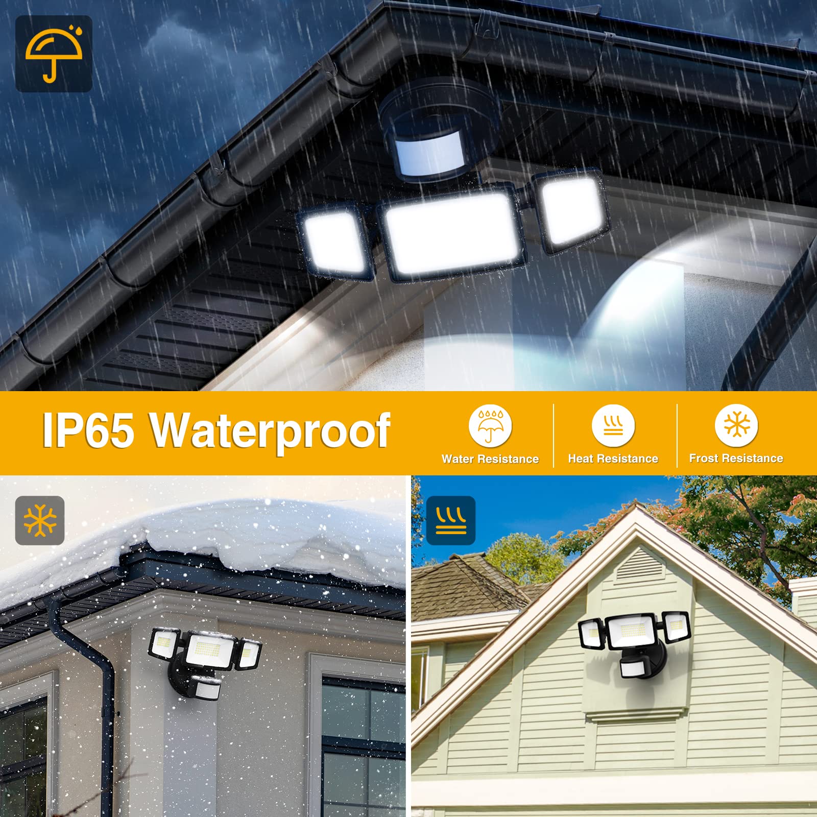 Onforu 55W LED Security Lights Motion Sensor Light Outdoor with Remote Control, Dusk to Dawn Security Lights, 3 Modes, 5500LM, 6500K, IP65 Waterproof Flood Light Motion Detector Hardwired Wall Light