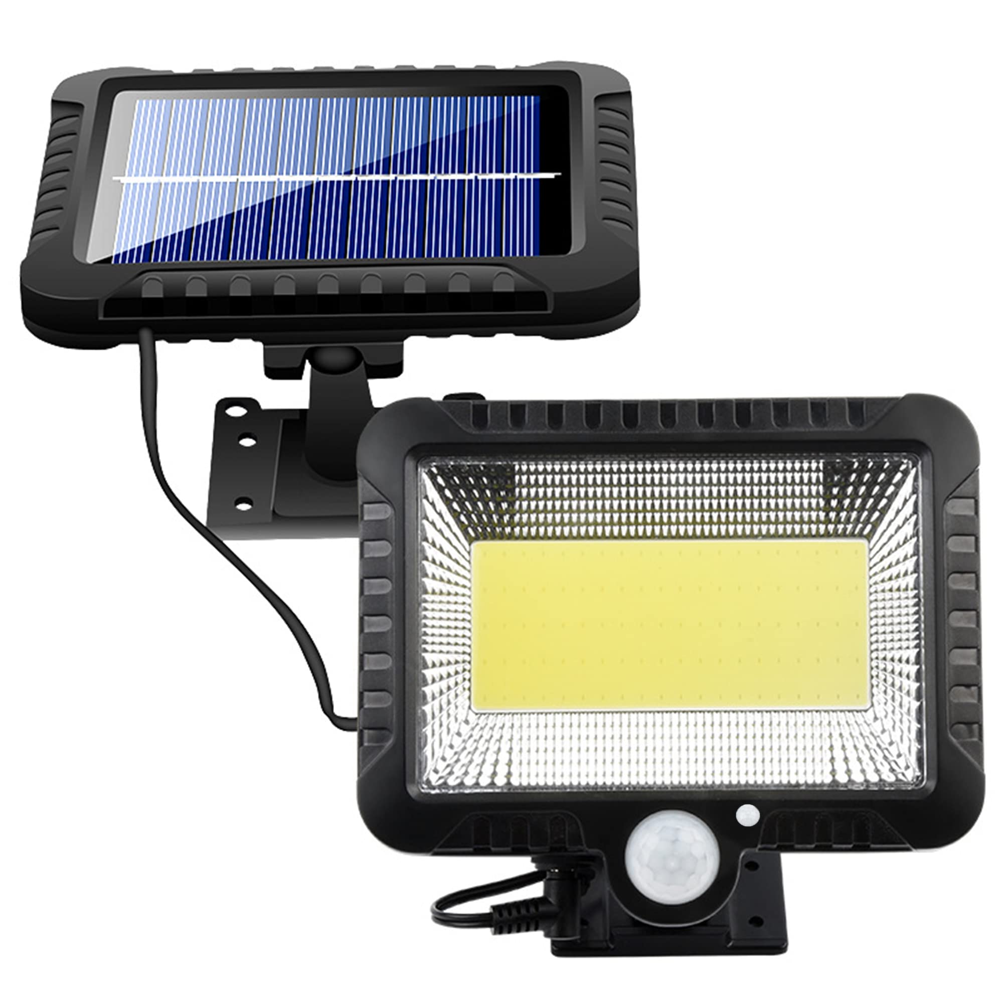 BiteBoom Solar Wall Light with Motion Sensor - Wired Security Light for Garden, Patio, Path - IP65 Waterproof & Bright - 100 COB LED Split Design