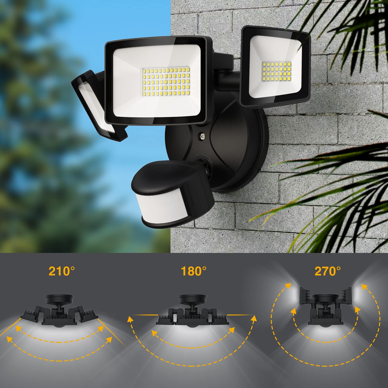 Onforu 55W LED Security Lights Motion Sensor Light Outdoor with Remote Control, Dusk to Dawn Security Lights, 3 Modes, 5500LM, 6500K, IP65 Waterproof Flood Light Motion Detector Hardwired Wall Light