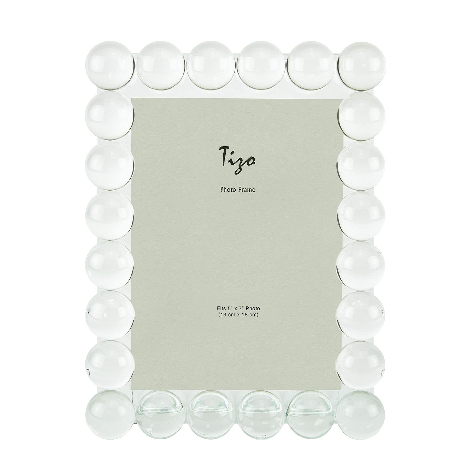TIZO Design 5x7 Crystal Clear Glass Picture Frame, Boutique Quality Photo Frame (Single Row Bubbles)
