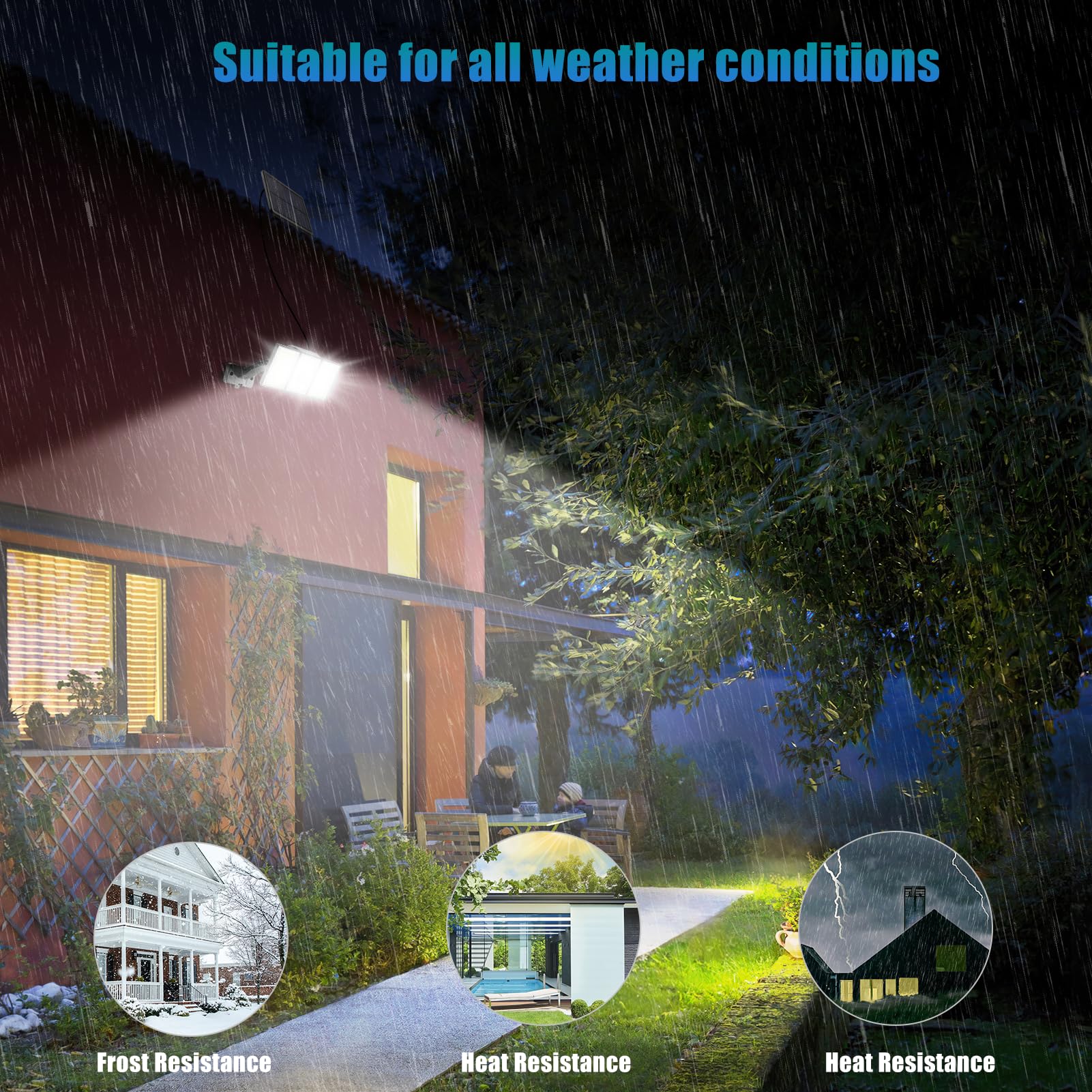 TYCOLIT 2 Packs Solar Outdoor Lights Motion Sensor,108 LED Solar Security Lights,3 Heads IP65 Waterproof Solar Flood Lights,Dusk to Dawn Outdoor Wall Light with 16.4ft Cable for Porch Patio Garden