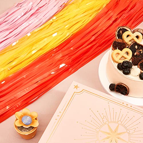 Juexica 3 Pack Groovy Foil Fringe Curtain Groovy Photo Booth Foil Curtain Backdrop Boho Party Decorations Groovy Party Decorations (3.2 x 6.6 ft),Orange, Yellow, Pink