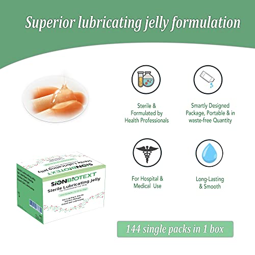 Water-Based Lubricant, Professional Lube in Single Packets for Hospitals and Clinics Use, Lubricating Jelly Smooth Consistency, Non-Staining, Sterile lube 144 Packs per Box (5g Each)