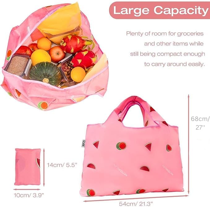 M&Sl Set of 4 Reusable Grocery Bags - Washable, Foldable, Packable Tote bags with Large Handles. Heavy Duty- Eco-Friendly Shopping Bags.