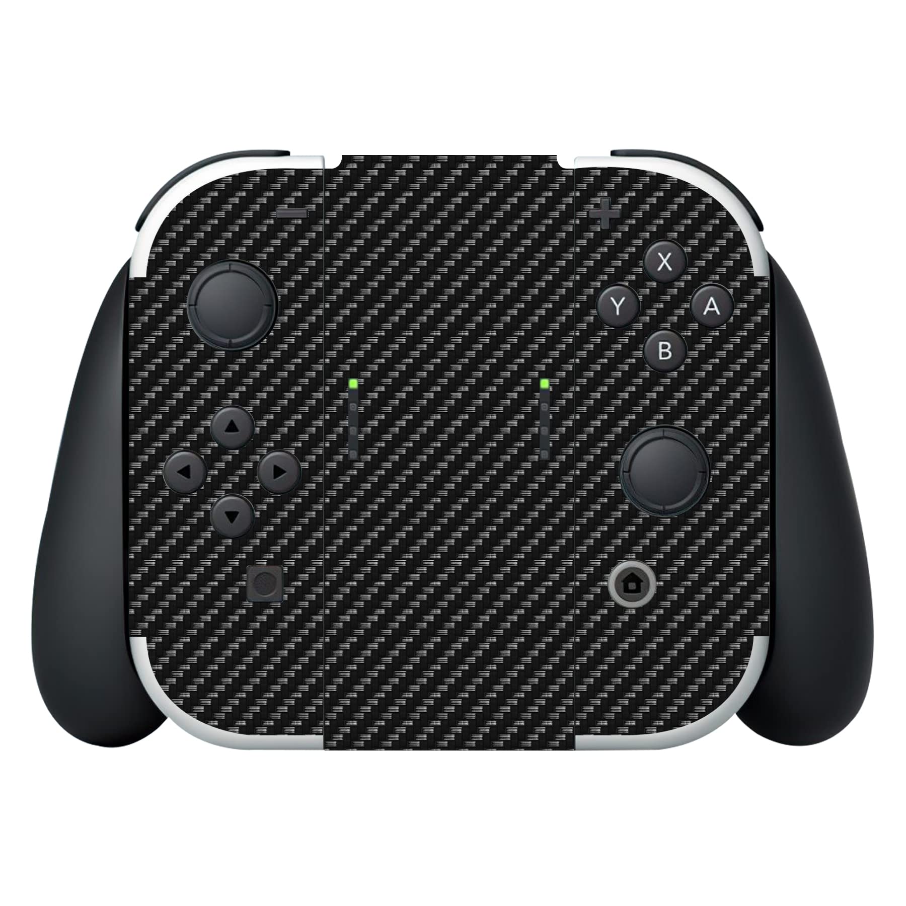 PlayVital Full Set Protective Stickers for Nintendo Switch OLED Model, Customized Vinyl Decal Skins for Switch OLED Console & Joycon & Dock & Grip - Black Silver Carbon Fiber