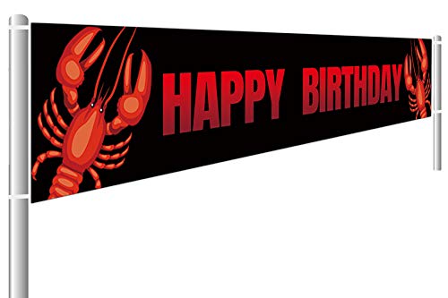 Large Crawfish Boil Happy Birthday Banner, Crawfish Boil Birthday Party Supplies Decorations, Crawfish Boil Birthday Party Backdrop Background, Indoor Outdoor (9.8 x 1.6 ft)
