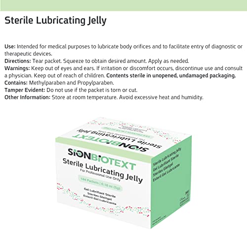 Water-Based Lubricant, Professional Lube in Single Packets for Hospitals and Clinics Use, Lubricating Jelly Smooth Consistency, Non-Staining, Sterile lube 144 Packs per Box (5g Each)