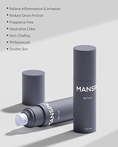 MANSPOT Ball Spray Deodorant for Men, Relieve Inflammation Irritation, Anti-irritant, Neutralize Odor, Natural & Fragrance-Free Body & Groin Spray for Men, 2oz /60ml