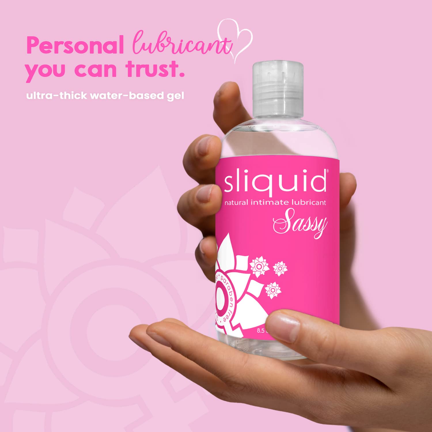 Sliquid Sassy Water-Based Lube - Thick, Long-Lasting Gel, Natural Lube for Women/Men/Couples, Unscented, 8.5 Fl Oz
