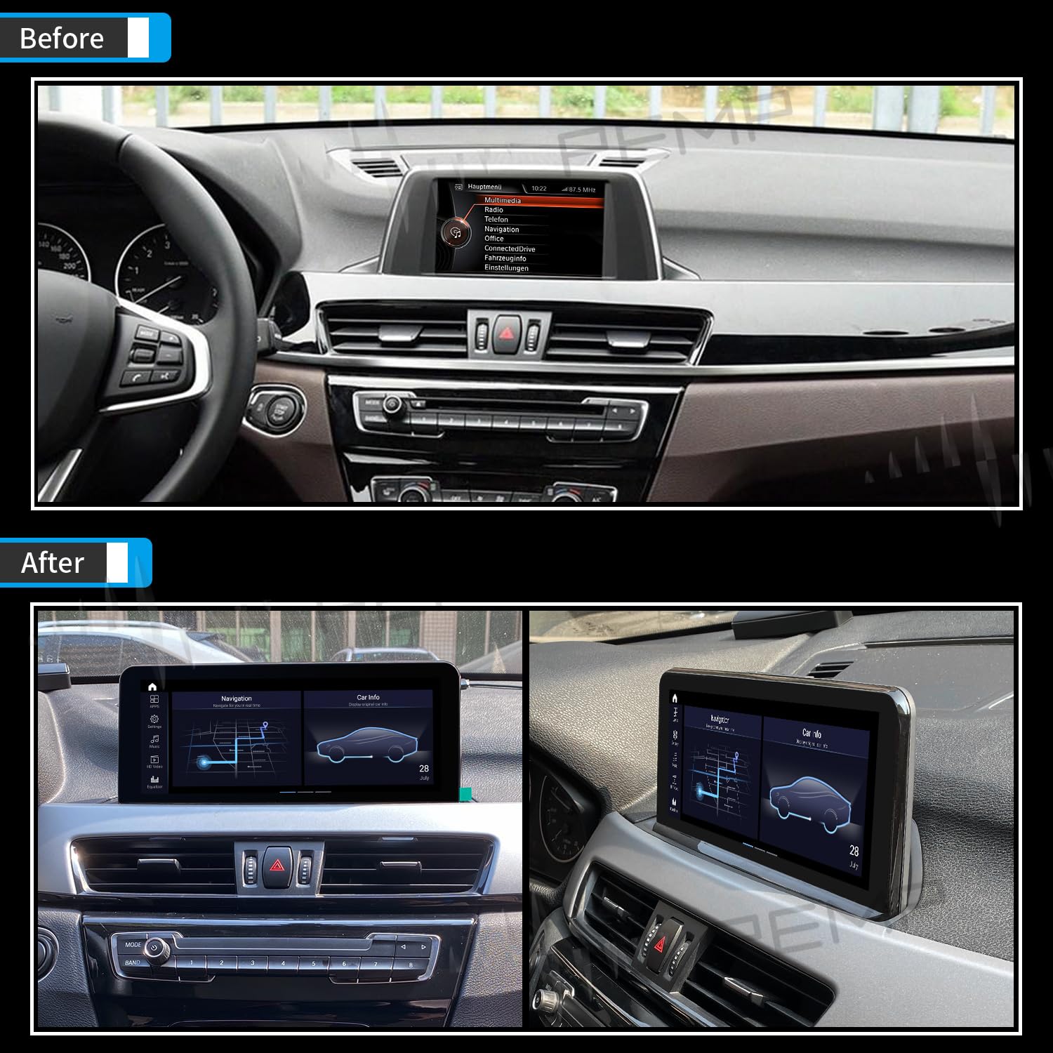PEMP 10.25" F48 Android 10 IPS 1920x720 HD Screen, Qualcomm 8core 4+64GB CarPlay Android Auto Use The OEM Bluetooth get The Sound for BMW X1 F48 (2016-2017) NBT