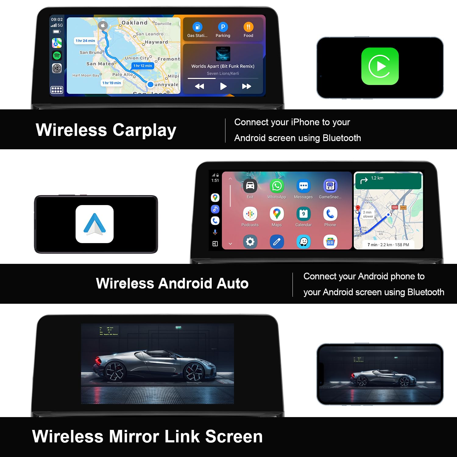 PEMP 10.25" F48 Android 10 IPS 1920x720 HD Screen, Qualcomm 8core 4+64GB CarPlay Android Auto Use The OEM Bluetooth get The Sound for BMW X1 F48 (2016-2017) NBT