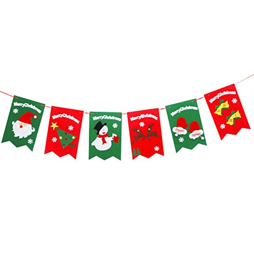 Christmas Wall Decor Banner Hanging Bunting Garland Banner Decoration Supplies Handheld Flag Poles Tall (E, One Size)