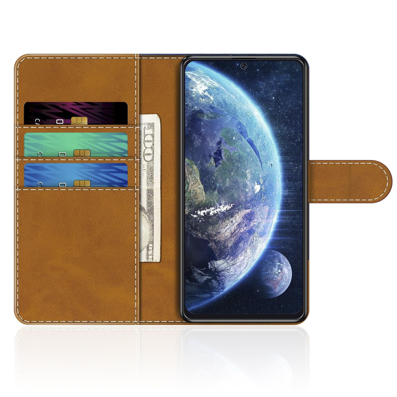 MILEGAO Leather Case for AGM Glory Qualcomm 5G Magnetic Phone Case with Wallet and Card Slot + [2 Pack] Tempered Glass Screen Protector for AGM Glory Pro 5G (6.53”)