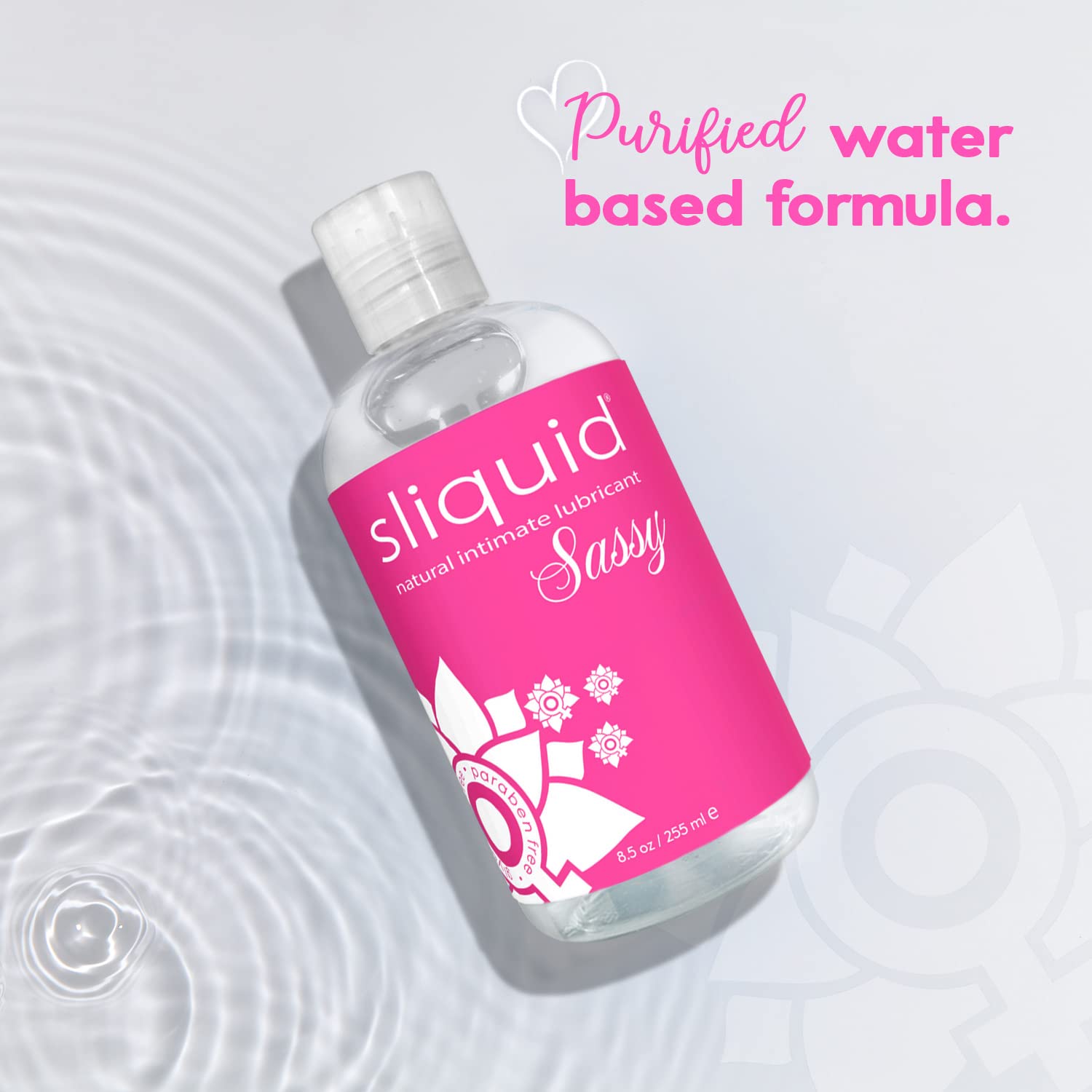 Sliquid Sassy Water-Based Lube - Thick, Long-Lasting Gel, Natural Lube for Women/Men/Couples, Unscented, 8.5 Fl Oz