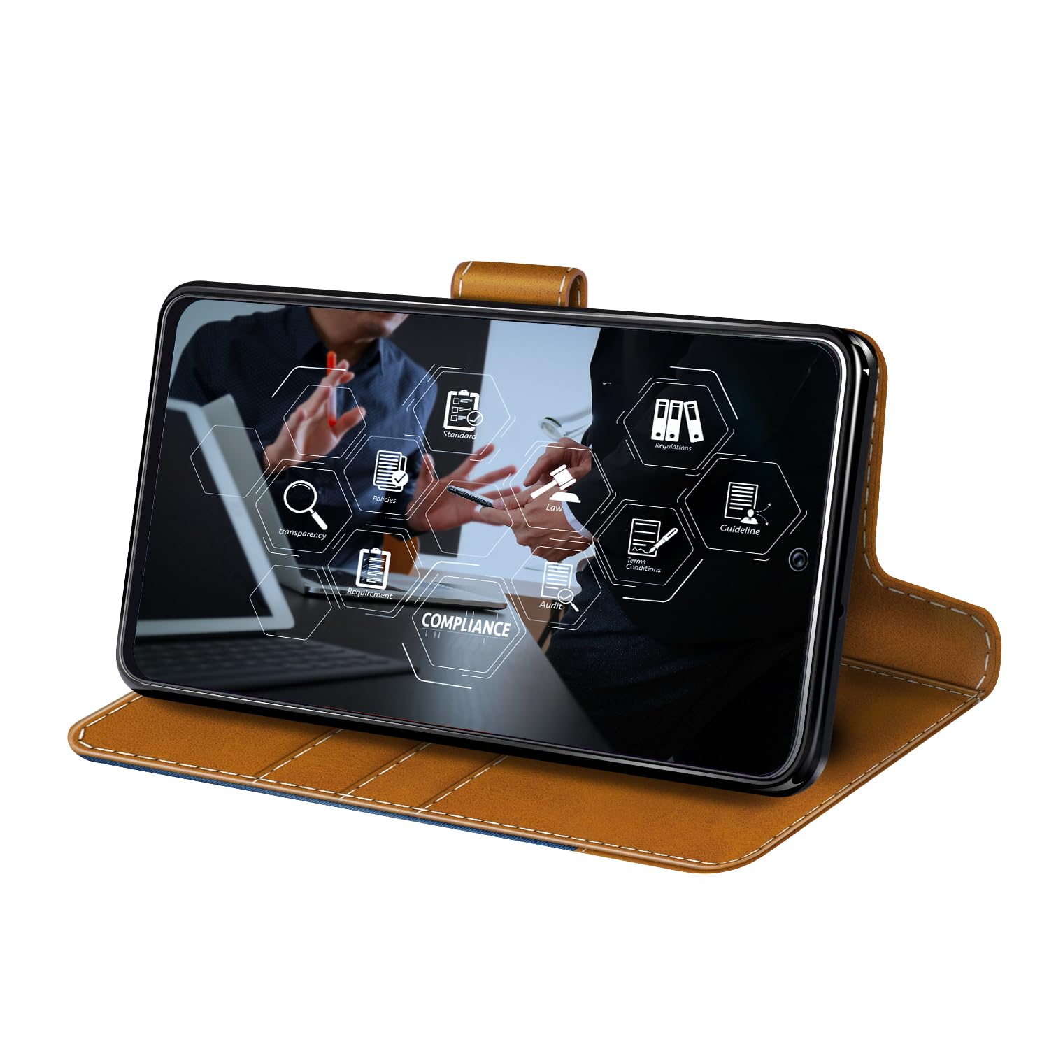 MILEGAO Leather Case for AGM Glory Qualcomm 5G Magnetic Phone Case with Wallet and Card Slot + [2 Pack] Tempered Glass Screen Protector for AGM Glory Pro 5G (6.53”)